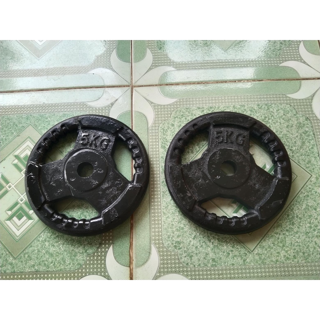 2 viên Tạ bánh 5kg, 3kg, 2kg, 1kg gang đúc lỗ nhỏ | Shopee Việt Nam