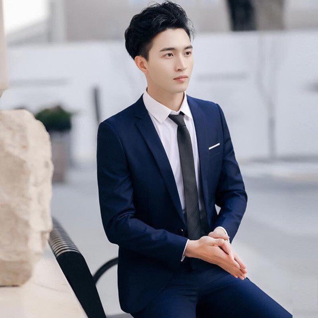 Bộ vest nam màu xanh than(Tặng kèm cavat và bông lúa), chú rể, vest ...