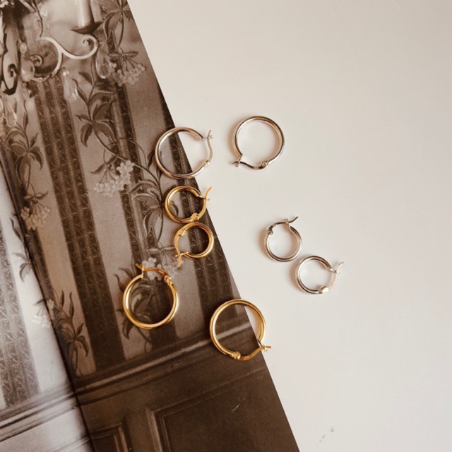 Khuyên tai bạc 925 SUMMERY tròn hoop nhiều size 1.3 - 1.8 cm bông tai ...