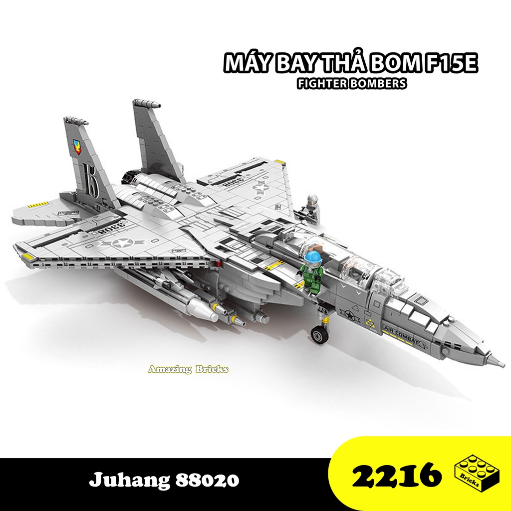 Đồ chơi Lắp ráp Máy bay thả bom F15E, Juhang 88020 Fighter Bomber, Xếp ...