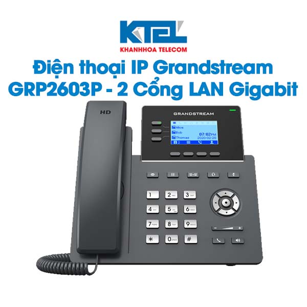 [Tp.Nha Trang] GRP2603P Điện thoại IP Grandstream - 2 Cổng LAN Gigabit có PoE - Chính hãng,Bảo ...