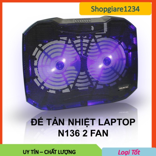 Đế tản nhiệt Laptop N136 (2 quạt) - Làm mát cho máy tính từ 13 đến 15.6 ...