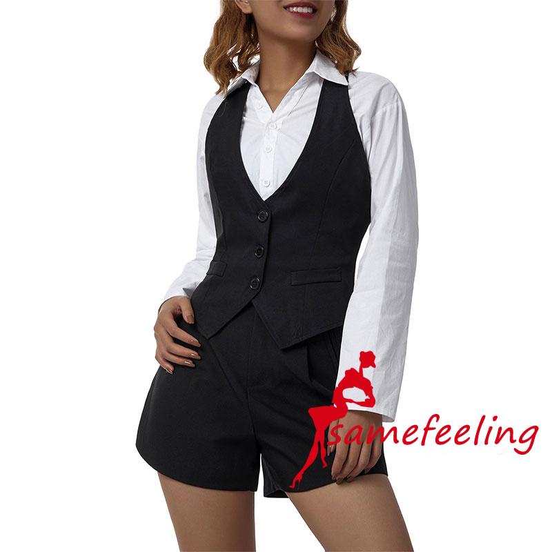 SF♫Women Waistcoat Vests Vintage Sleeveless V Neck Button Down Dressy ...