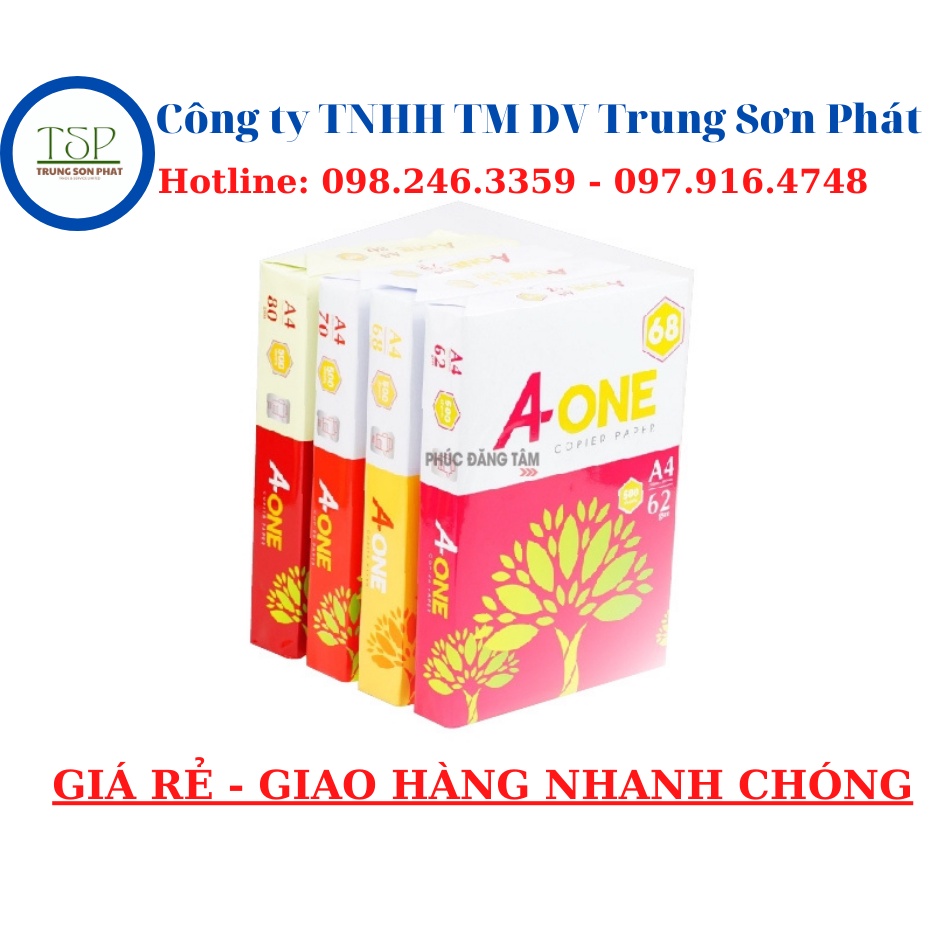Giấy In AONE ( A4 ) ( 62gsm/68gsm/70gsm/72gsm/80gsm ) ( 500 tờ/ream ...