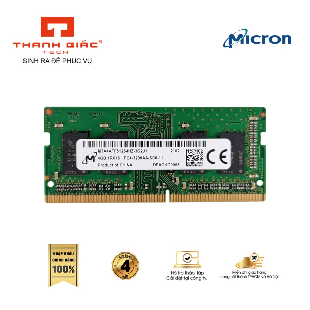 Ram Laptop DDR4 Micron 4GB Bus 3200-Chính hãng mới 100%,Bảo hành 36 ...