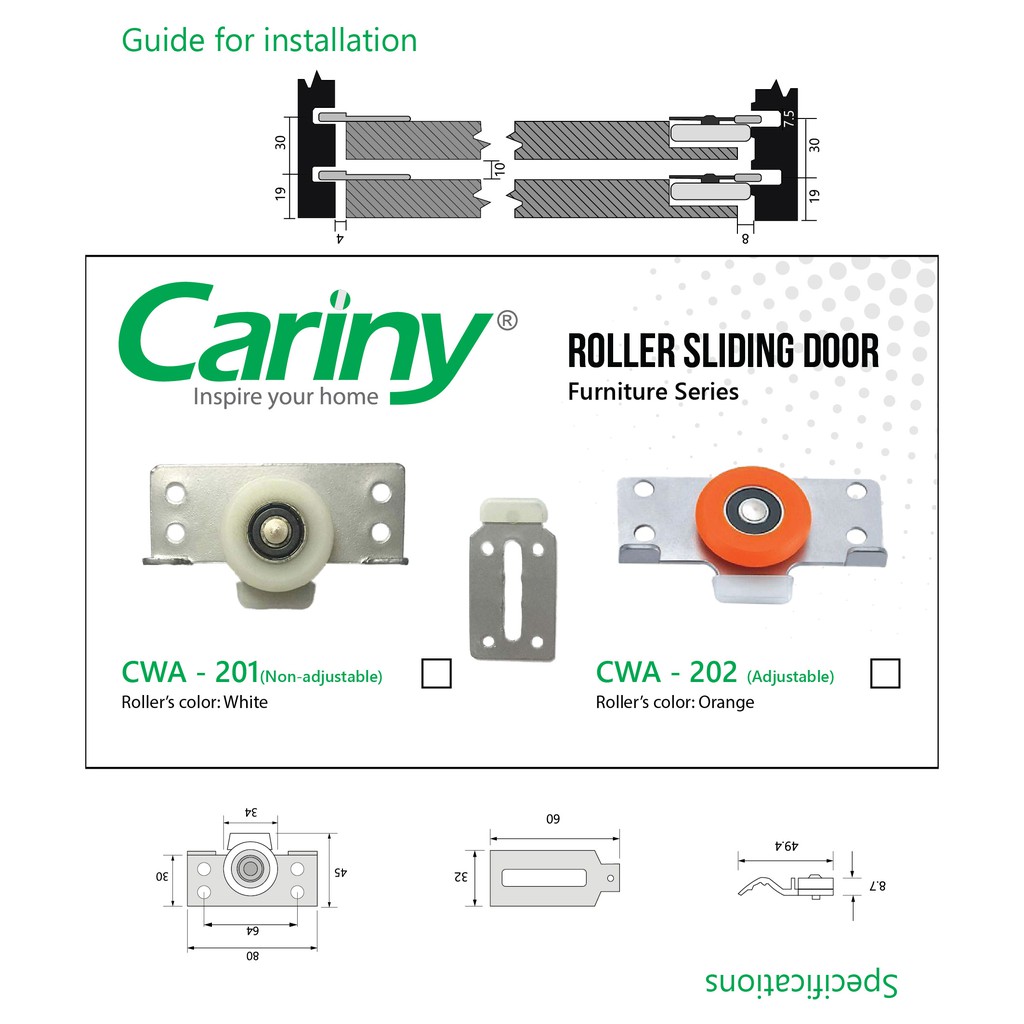 Bánh xe cửa lùa Cariny CWA-201 CWA-202 | Shopee Việt Nam