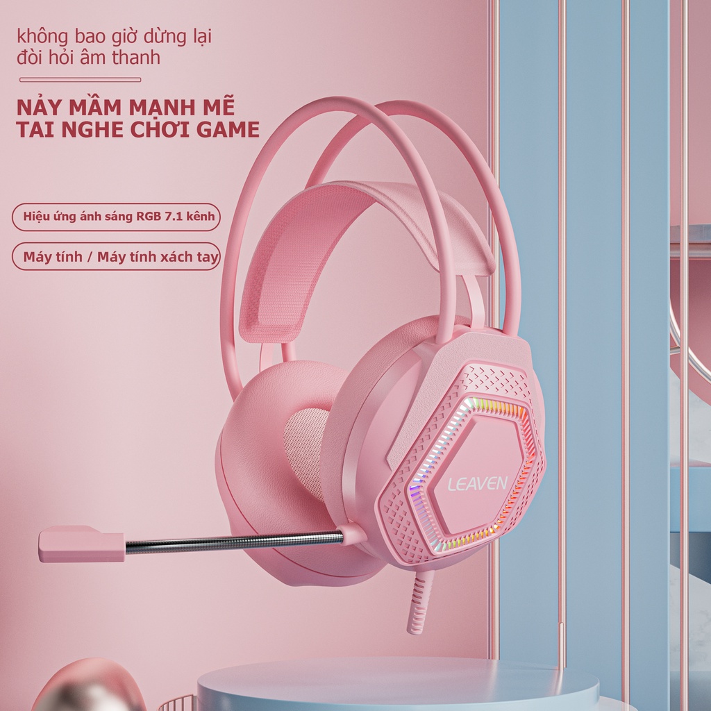 Tai nghe LEAVEN G75 Tai nghe có dây Âm nhạc Ánh sáng RGB Tai nghe âm thanh vòm âm thanh nổi Tai ...