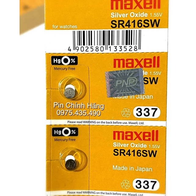 Pin Đồng Hồ SR416SW SR416 337 Maxell Chính Hãng Vỉ 1 Viên Made in Japan ...