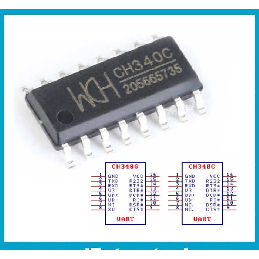 IC Giao Tiếp cổng USB ra UART serial CH340C không thạch anh CH340G CH340 SOP-16 chân dán SMD ...