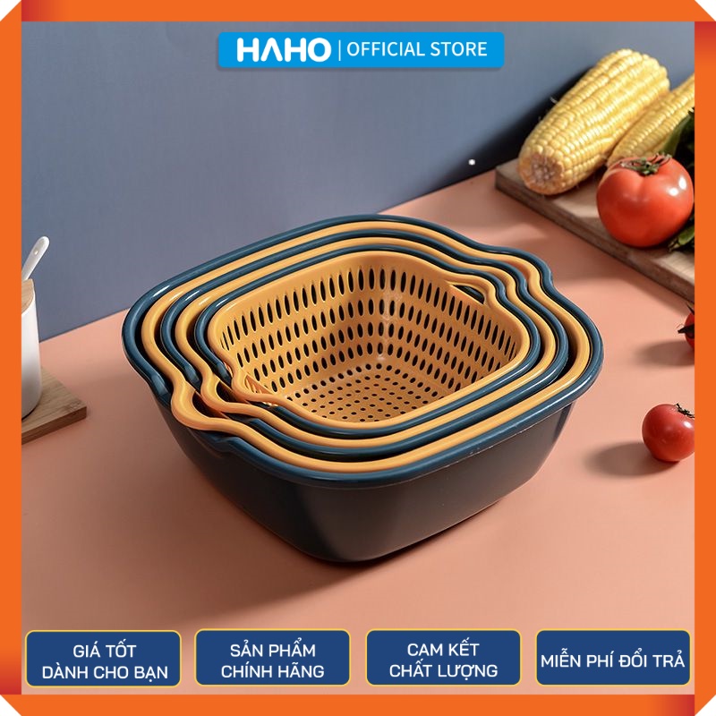 [HAHO] Bộ Rổ Nhựa Kèm Chậu 6 Món Cao Cấp (Tròn) | Shopee Việt Nam