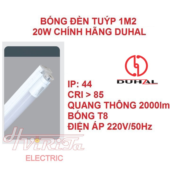 Máng và bóng đèn tuýp led T8 Duhal 1m2 20w - 0.6m 10W | Shopee Việt Nam
