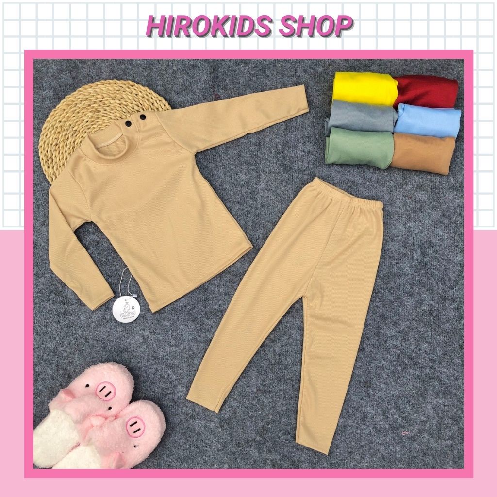 Set bộ len tăm thu đông dài tay cổ 3 phân cúc vai màu trơn cho bé (6-18kg) | Shopee Việt Nam