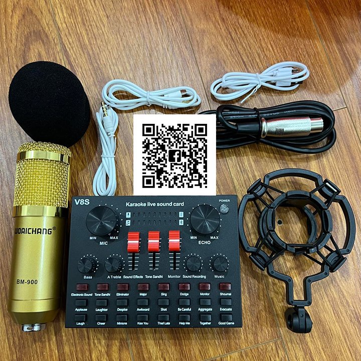 Combo bộ Mic Thu Âm Bm900 + Sound card V8,V8s,V8s+ Hát Karaoke,Livestream online cực hay,hàng ...