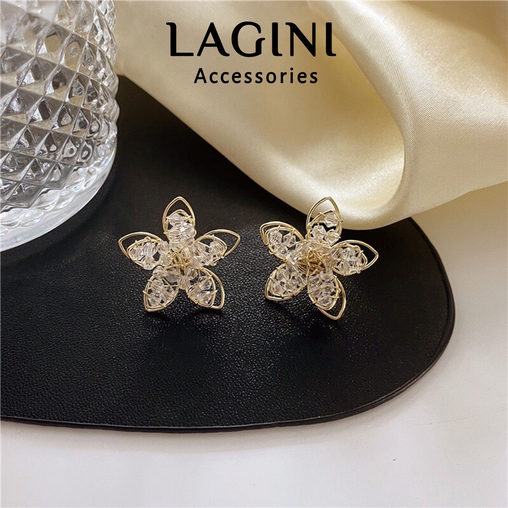 Bông tai khuyên tai bạc 925 hoa pha lê Lagini | Shopee Việt Nam