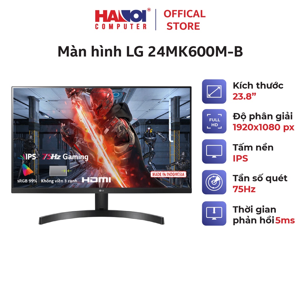 Màn hình LG 24MK600M-B (23.8 inch/FHD/IPS/75Hz/5ms/250nits/HDMI+VGA ...