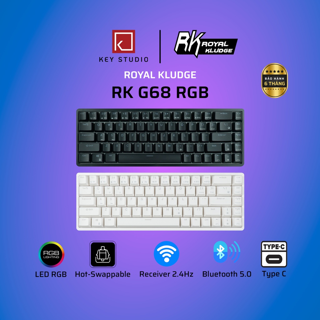 RK G68 RGB Hotswap - Bàn phím cơ không dây Custom Royal Kludge RKG68 3 ...