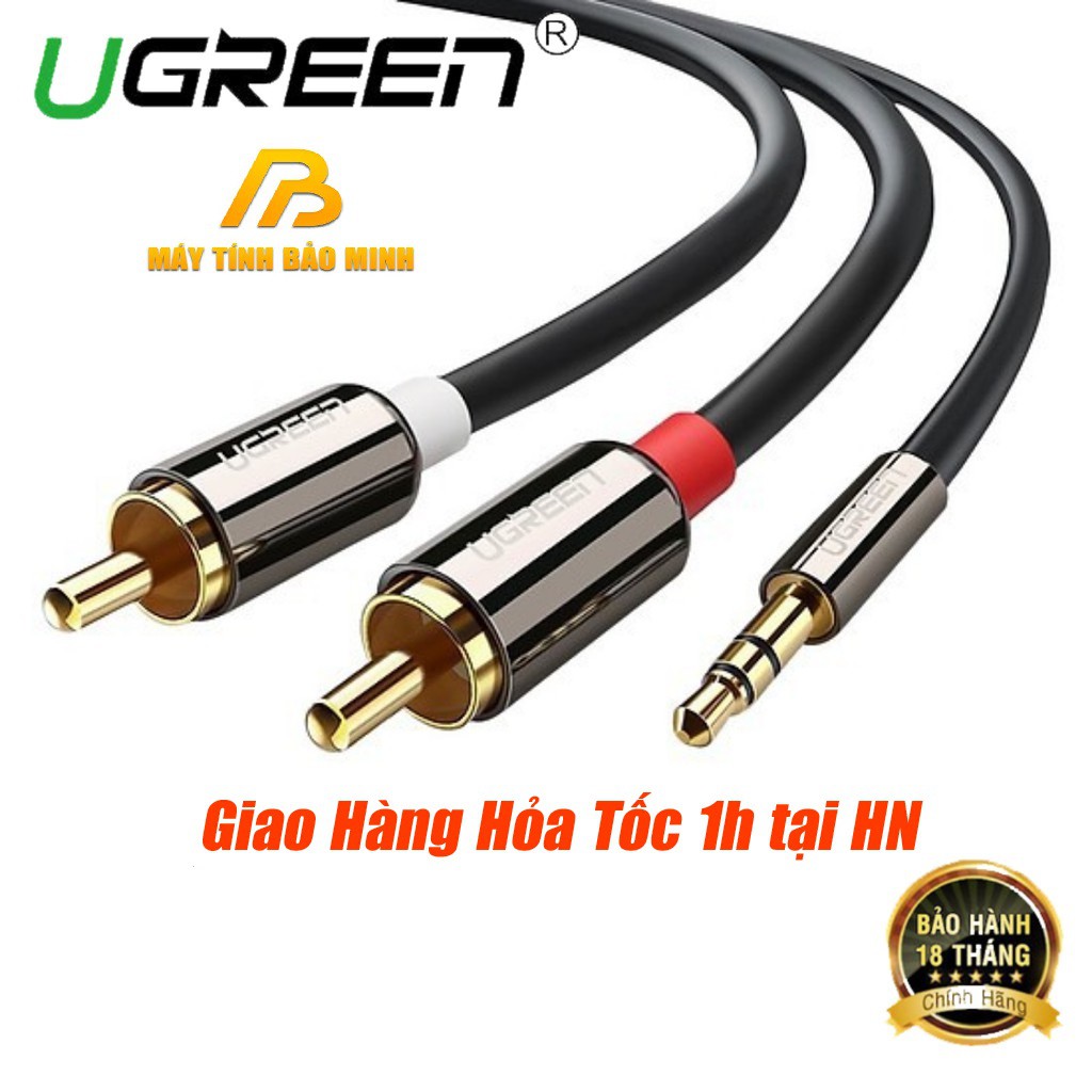 Cáp Audio 3.5mm Ra 2 Đầu Hoa Sen Ugreen 10583 10584 10590 10591 Dài 1.5m 2m 3m 5m chính hãng ...