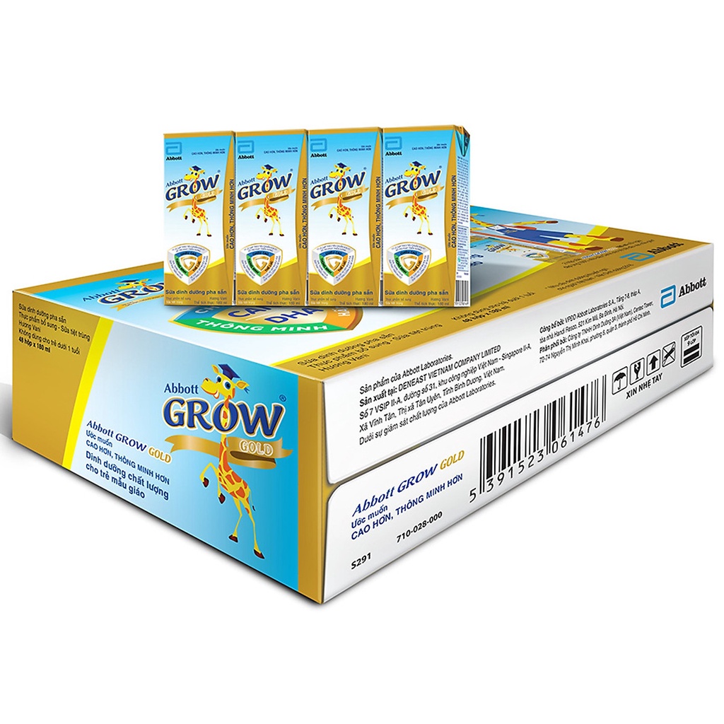 Thùng Sữa Bột Pha Sẵn Abbott grow Gold 180ml (48hộp x 180ml)- HSD mới | Shopee Việt Nam