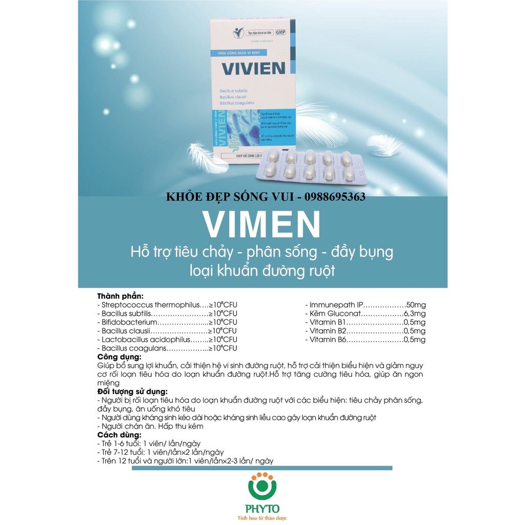 Vivien - Viên uống men vi sinh, bổ sung lợi khuẩn, hạn chế tiêu chảy ...