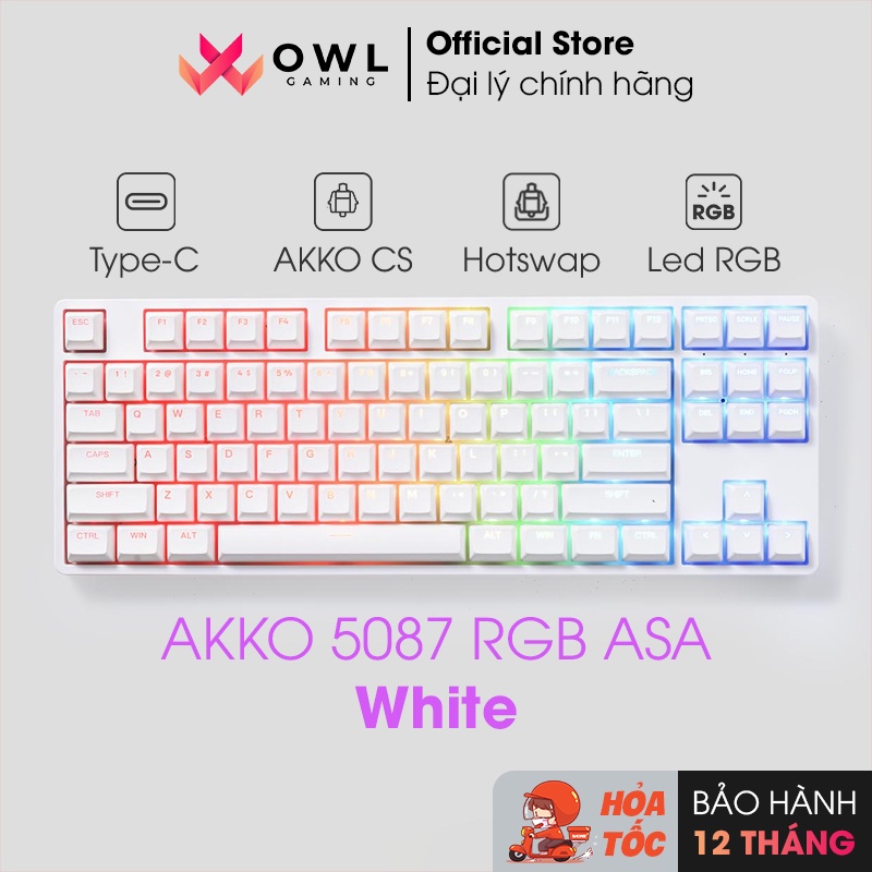 Bàn phím AKKO 5087 RGB ASA - White (Foam tiêu âm / Hotswap / AKKO CS ...