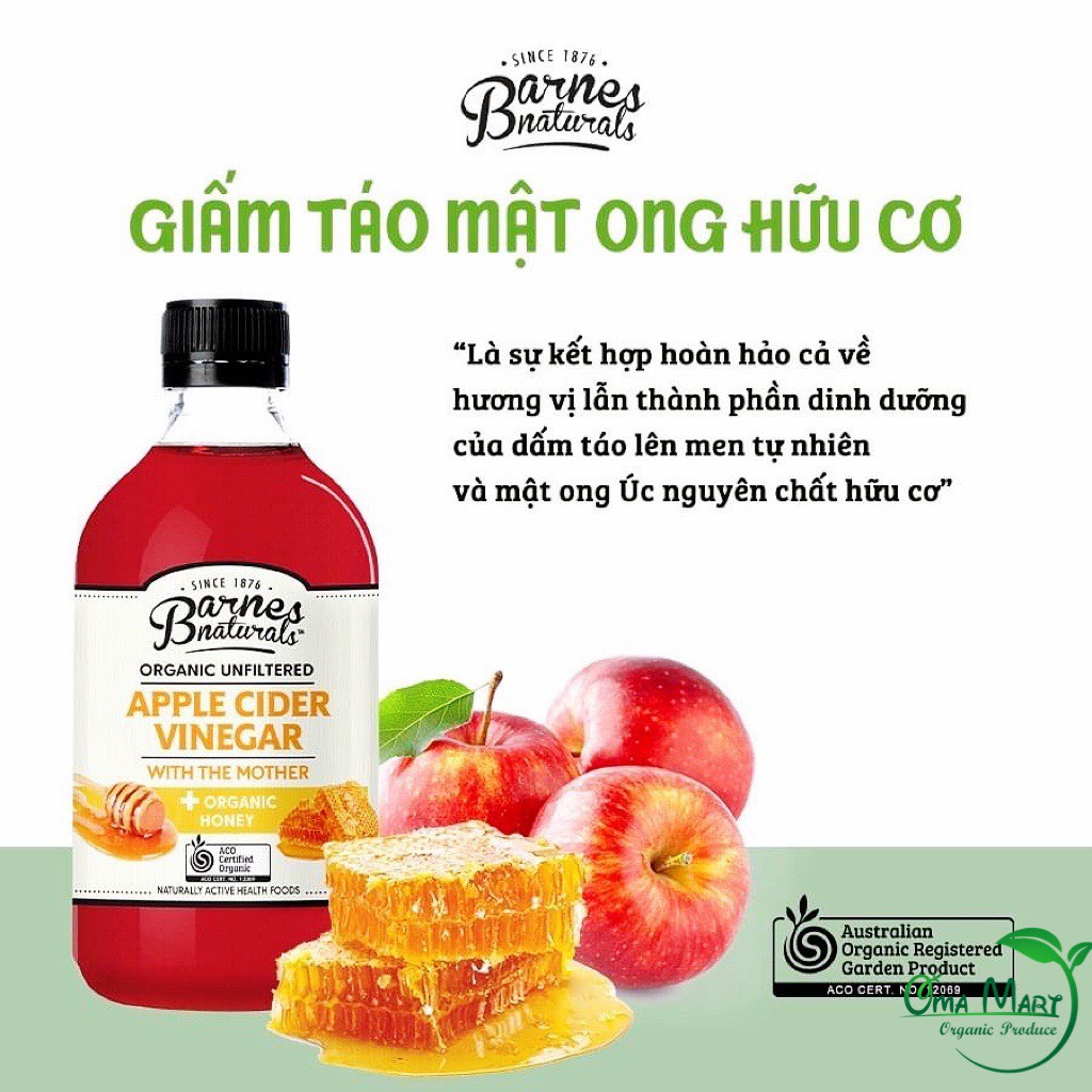 Giấm táo mật ong hữu cơ Barnes Naturals 500ml | Shopee Việt Nam