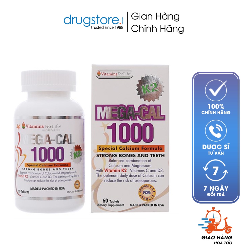 Canxi Mega Cal K2 1000 Vitamins For Life - Bổ Sung Calcium & Vitamin ...