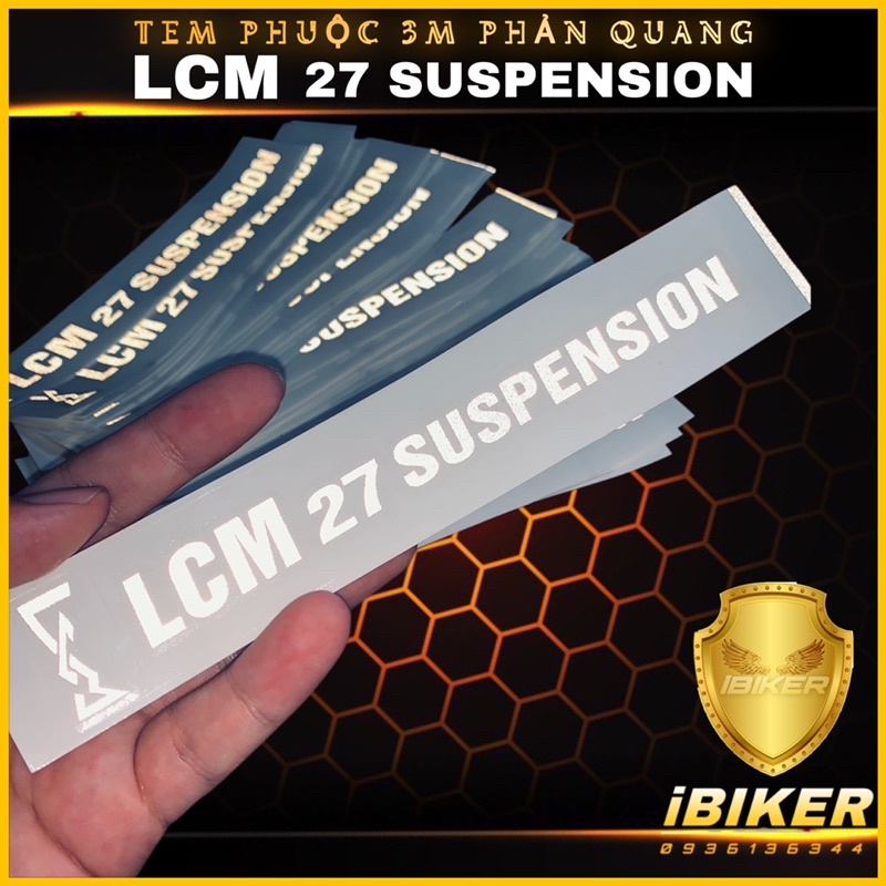 Tem logo phản quang LCM SUSPENSION chính hãng decal 3M dán phuộc, xe ...