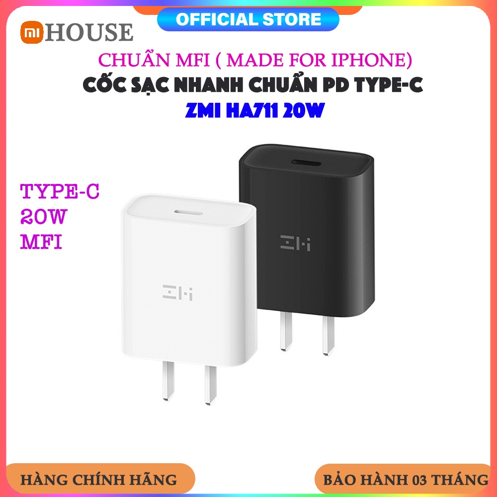 Bộ sạc nhanh PD ZMI ( HA716 20W ) cho táo,IP13/13 Pro/13 Pro Max/chuẩn MFi, cổng USB Type-C ...