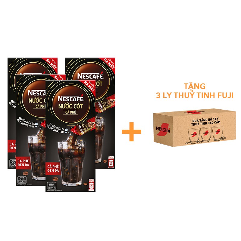 [HSD: 6/2024] [Tặng 3 LY THUỶ TINH FUJI] Combo 4 hộp nước cốt cà phê ...