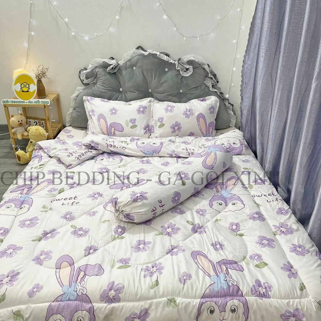 TRỌN BỘ COTTON POLY 5 MÓN CHĂN PHAO DÀY DẶN HÀNG VN - THỎ SWEET - ĐỦ ...