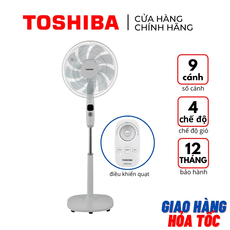 Quạt đứng điều khiển từ xa Toshiba F-LSD10(H)VN 9 cánh có inverter màu xám - Bảo hành hãng 12 ...