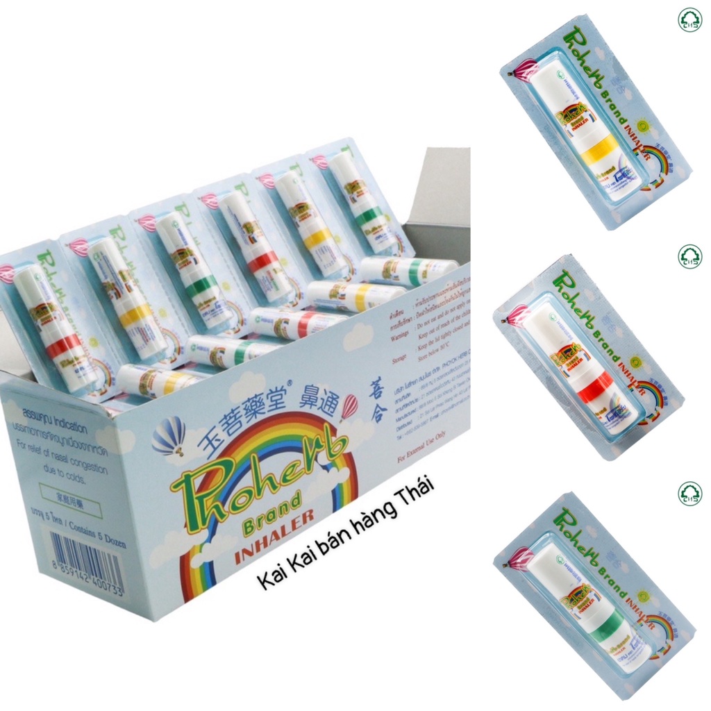 Yadom Thái Lan Phoherb Inhaler Ống hít mũi hương bạc hà thơm dịu ...