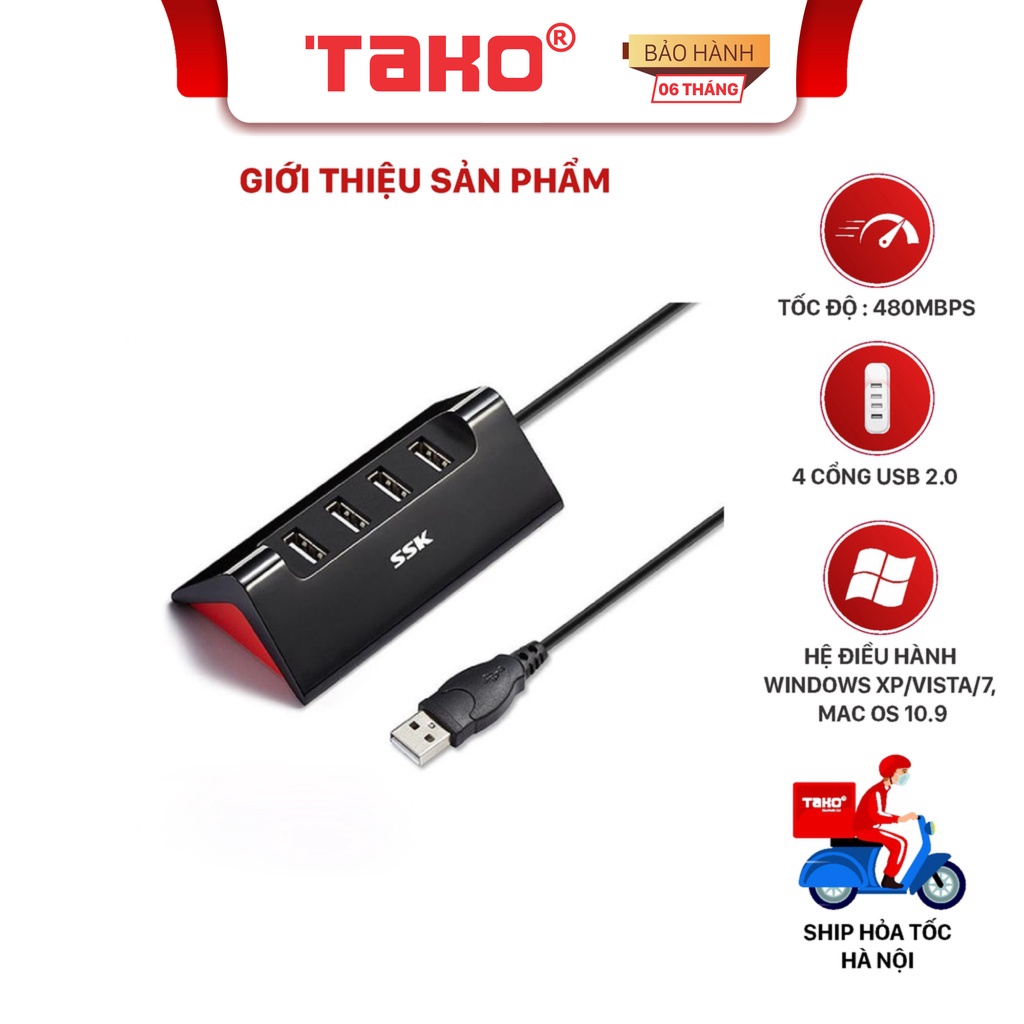Bộ chuyển đổi Hub SSK SHU 830 chia 4 cổng USB 2.0. Chính hãng, BH 6 ...
