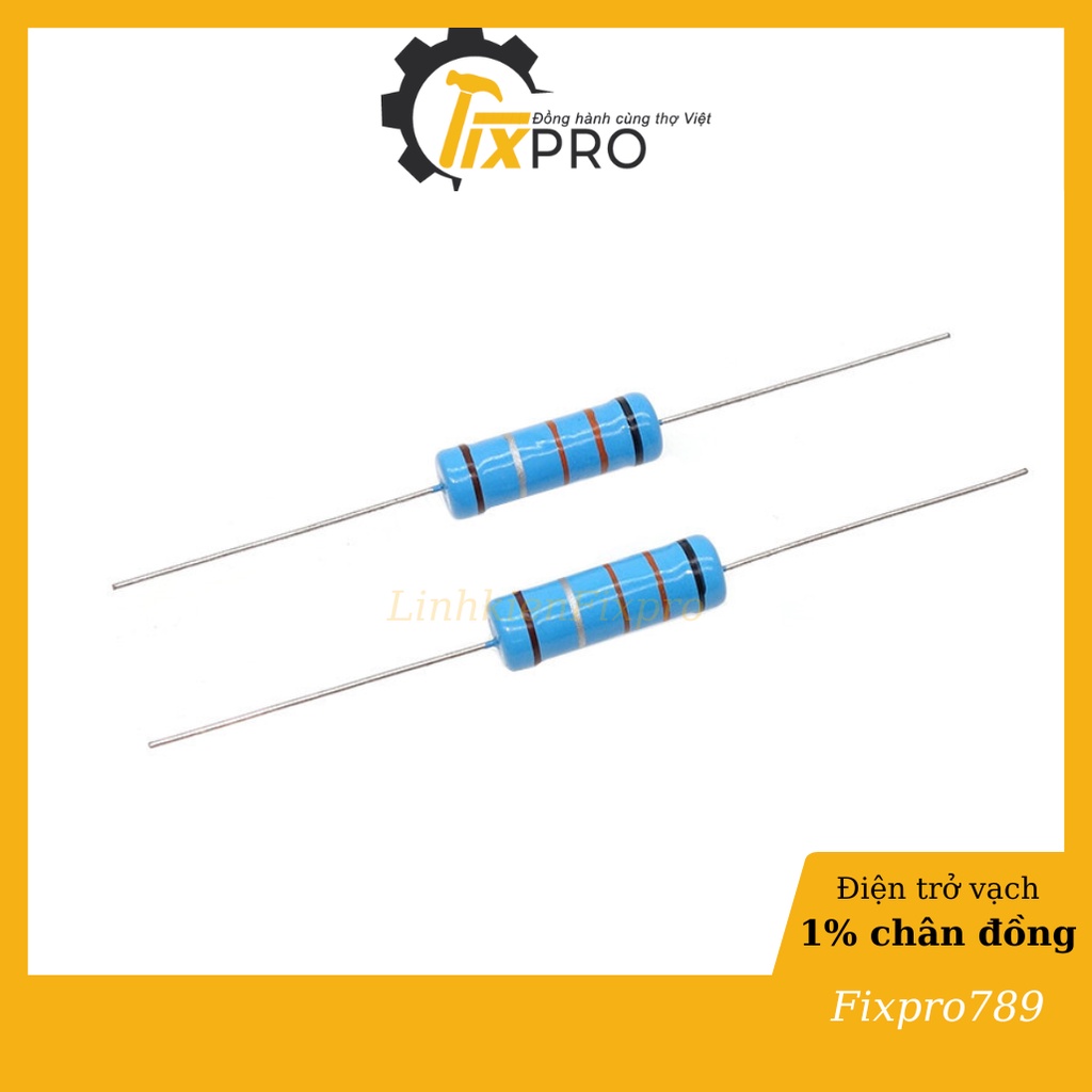 Điện trở 8.2R/82R/820R/8.2K/82K/820K 2W 5 vạch màu 1% chân đồng (túi 10 ...
