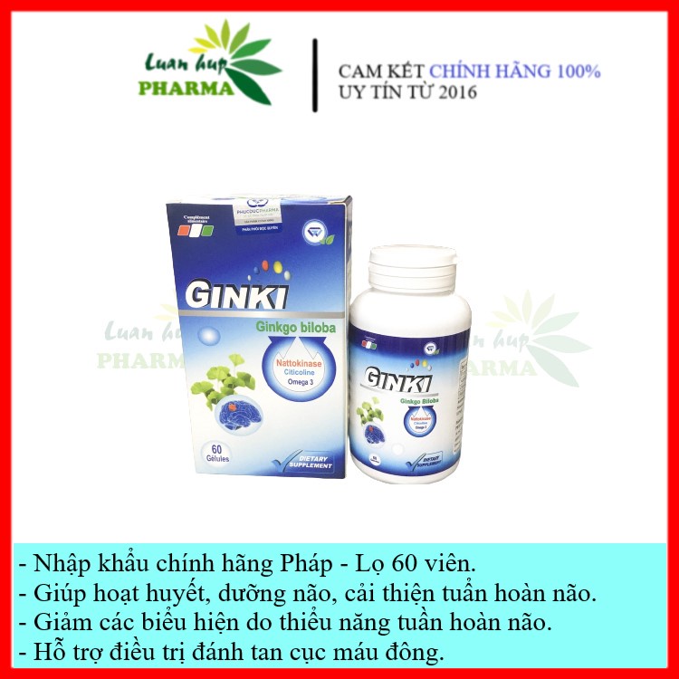 Bổ Não GINKI Ginko biloba (Pháp) - Tăng Cường Tuần Hoàn, Giảm Nguy Cơ ...