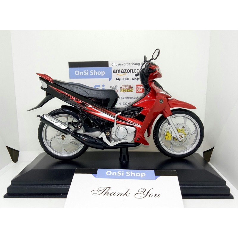 YAMAHA YAZ 125cc (Y125ZR) MÔ HÌNH XE MOTOR ( ĐỎ - ĐEN - bánh bạc ) tỉ ...