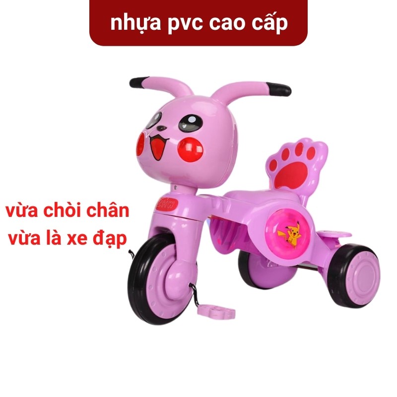 Xe đạp 3 bánh,xe cút kít pikachu- có nhạc và đèn nhựa cao cấp kiểu dáng ...