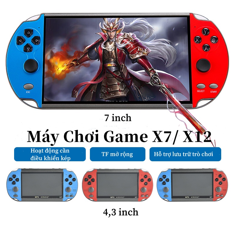 Máy chơi game cầm tay X7/ X12 màn hình 4.3/7 inch cài sẵn 1000+game hỗ ...