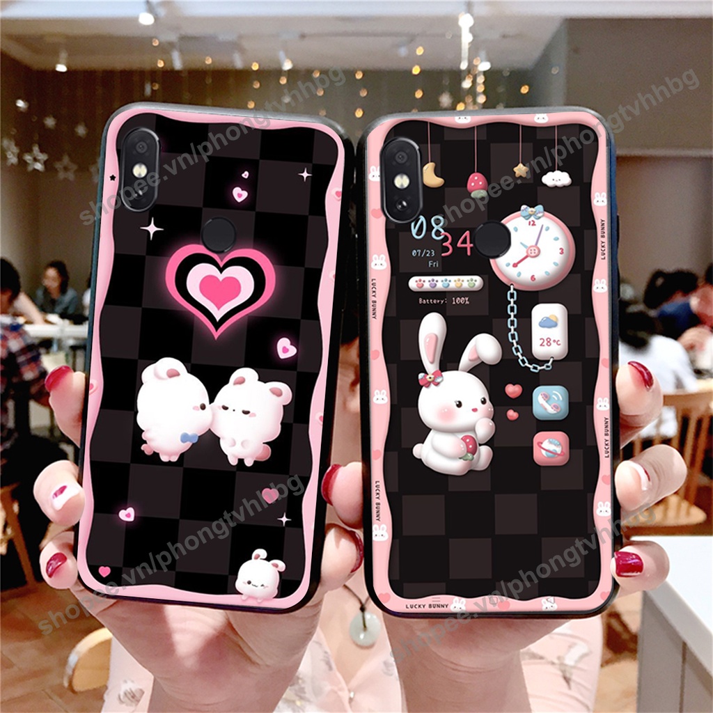 Ốp lưng Xiaomi Redmi Note 5 / Note 6 / Redmi 6 Pro / Mi A2 Lite gấu,thỏ trắng , đồng hồ dễ ...