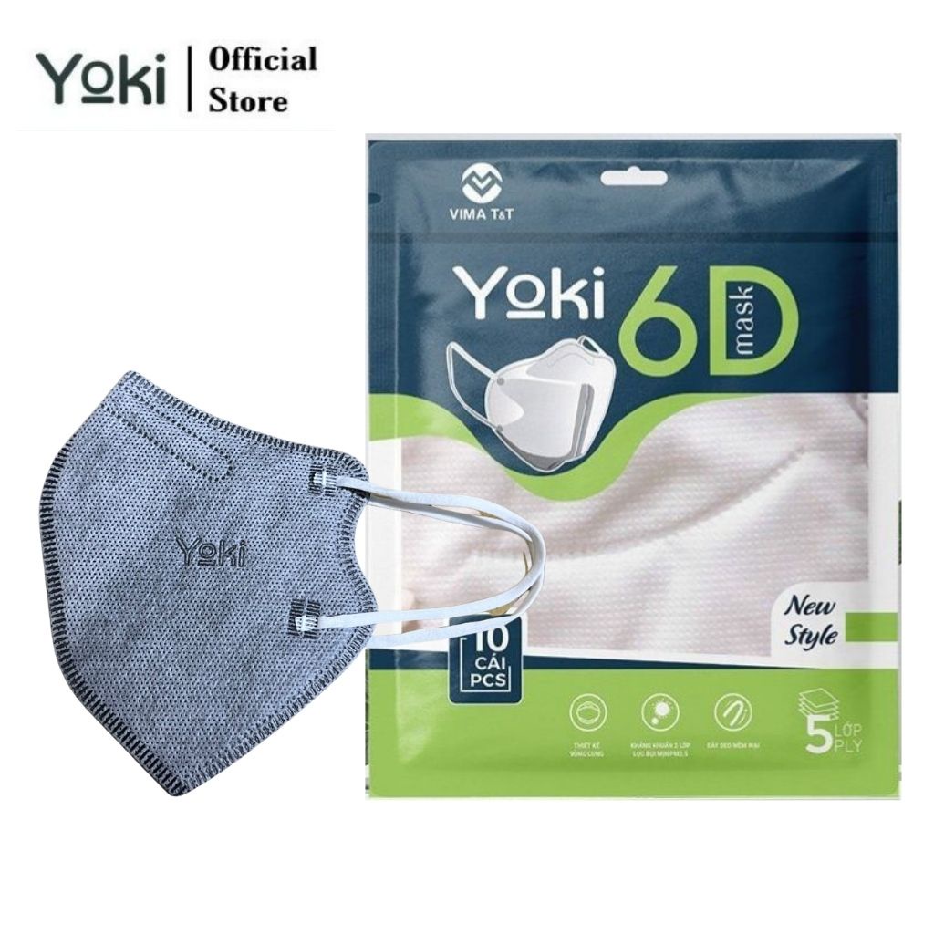 Túi 10 Chiếc Khẩu Trang 6D Mask Yoki 5 Lớp Kháng Khuẩn Lọc Bụi Mịn PM2.5 | Shopee Việt Nam