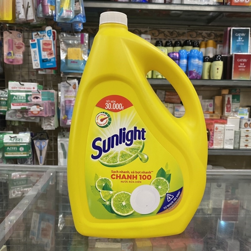 Nước rửa chén Sunlight Chanh 100 chiết xuất chanh tươi can 3.6kg ...