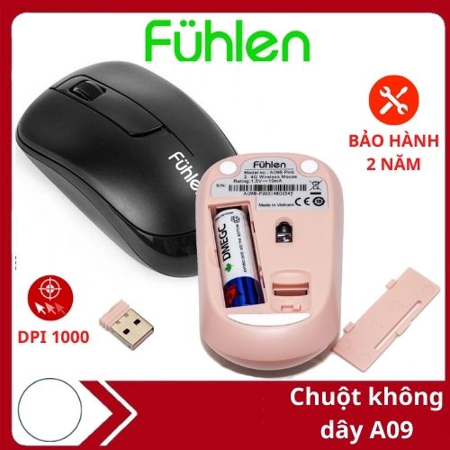 Chuột không dây Wired mouse Fuhlen A09 màu Đen/ Hồng chính hãng- tặng ...