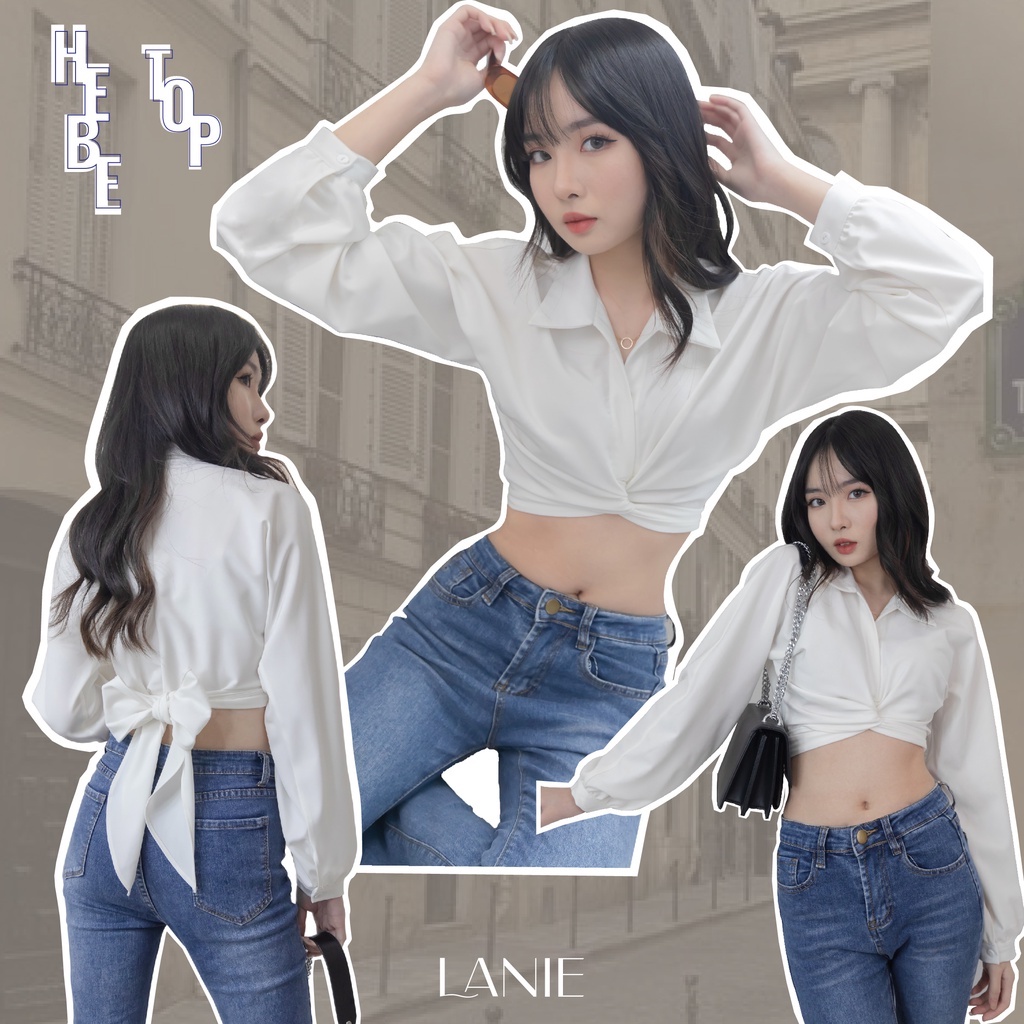 Áo sơ mi thiết kế dây rời buộc nơ lụa thái HEBE TOP_ LANIE (hình ảnh ...