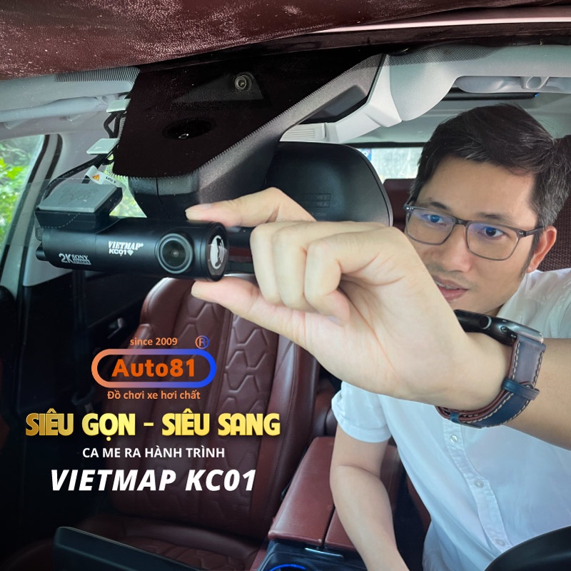 Camera hành trình Vietmap KC01 Pro, siêu nhỏ gọn, cảnh báo bằng giọng nói, ghi hình kép trước ...
