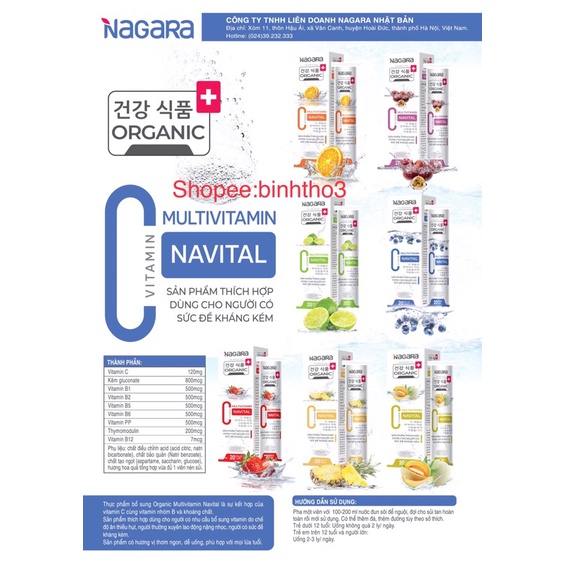sủi vitamin C vitamin B multivitamin navital nagara (vtm c, b1, b2, b5 ...
