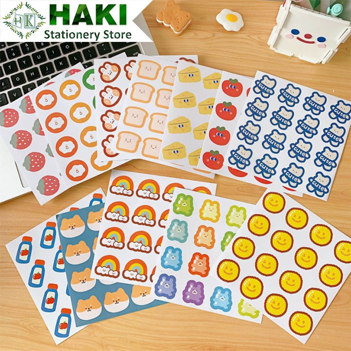Sticker cute dễ thương HAKI, hình dán cute 2 miếng sticker trang trí sổ ...