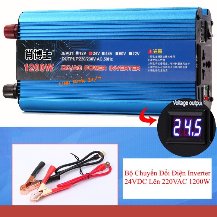 Bộ Chuyển Đổi Điện Inverter 24VDC Lên 220VAC 1200W Có LED Hiển Thị | Shopee Việt Nam