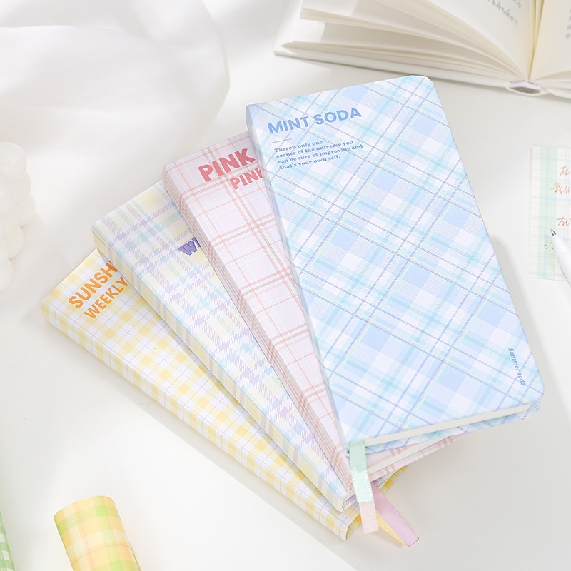 Sổ Tay Slim Weekly Planner Bìa Caro Pastel Ruột Kẻ Ô Vuông 96 Trang ...