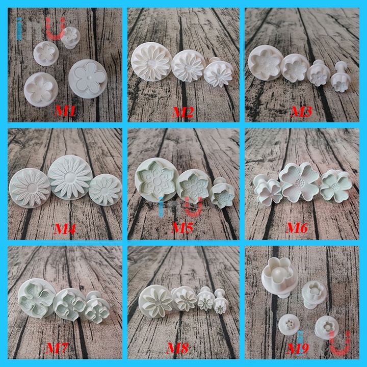 HCM - khuôn cutter hình Hoa nhiều mẫu hoa mai, đào, cúc, hướng dương ...