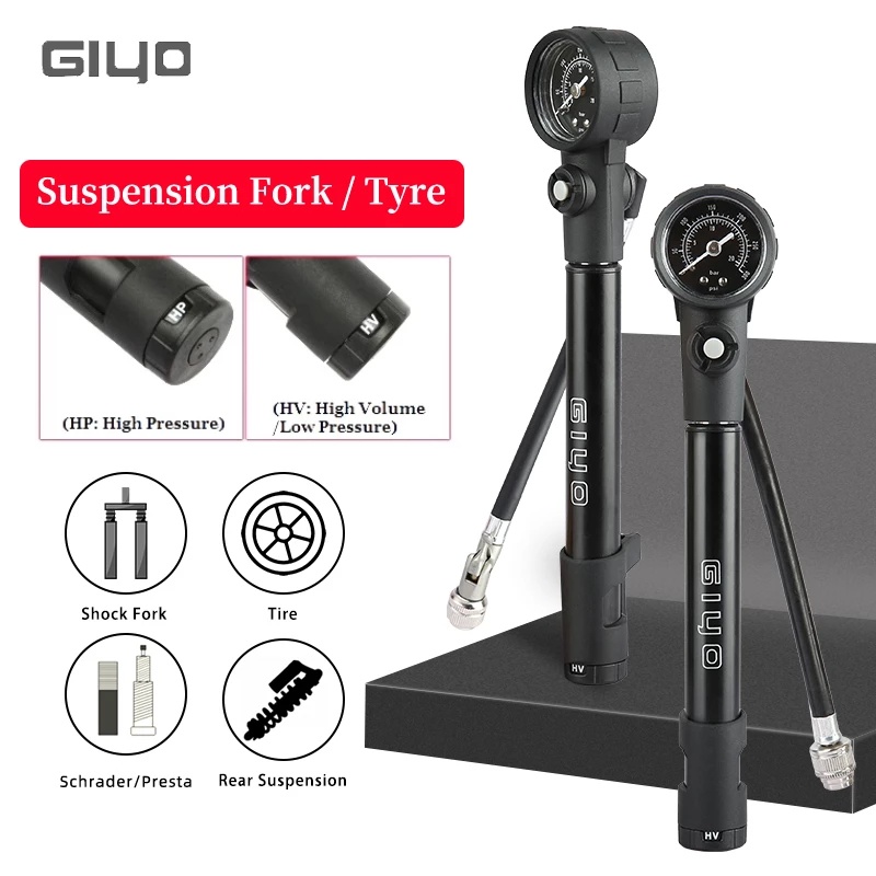 Giyo 300psi MTB Giảm Chấn Bơm Schrader Presta Xe Đạp Động Cơ Lốp Máy ...